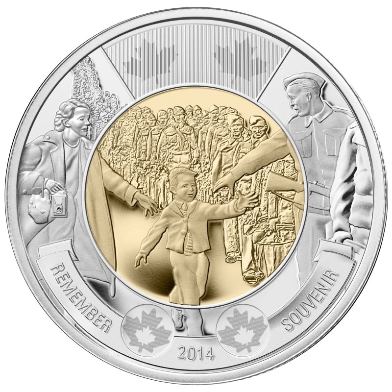 2014 Canadian 2 Wait For Me Daddy Remembrance Toonie Coin Brilliant 2014 Canadian 2 Wait For Me Daddy Remembrance Toonie Coin Brilliant